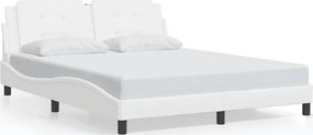 vidaXL Rám postele s LED osvětlením 160 x 200 cm umělá kůže [3214118] Barva: Bílá