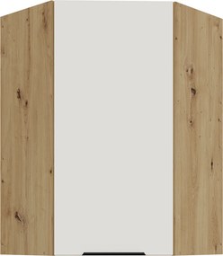 ARIA az | horní kuchyňská skříňka 60x60 GN-90 1F (45°) rohová s policemi | 60x60 cm | VYSOKÁ | artisan/bílá