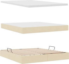 Postel s úložným prostorem a matrací Krémová 160 x 200 cm Samet 3370522