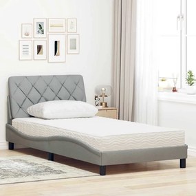 Postel s matrací světle šedá 100 x 200 cm textil 3310720