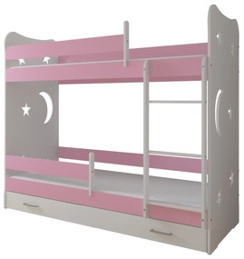 BabyBeds Dětská patrová postel STARS II 180x80 Barevné provedení: Olše, Úložný prostor: Ano, s úložným prostorem