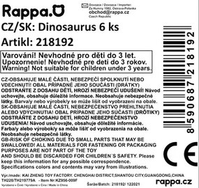 RAPPA Sada dinosaurů v krabičce / Figurky / 6 ks / tvrdá guma / cca 6-
