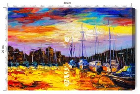 Obraz Námořní Lodě A Západ Slunce Nedostatek Nedostatek Plátno Canvas 120x80