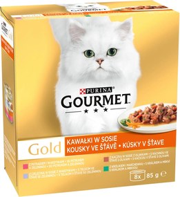Purina Gourmet Gold Kapsičky pro kočky s masem a zeleninou ve šťávě, 8 x 85 g