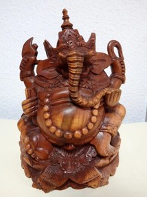 Soška GANESHA , ruční práce, exotické dřevo