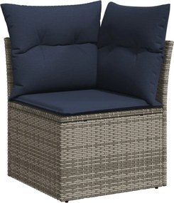 10dílná zahradní sada pohovek s polštáři šedá polyratan 3227979