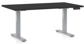 Výškově nastavitelný stůl OfficeTech D, 120 x 80 cm, šedá podnož, černá