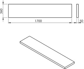 Sapho AVICE deska 170 x 36 cm dub tmavý AV17611