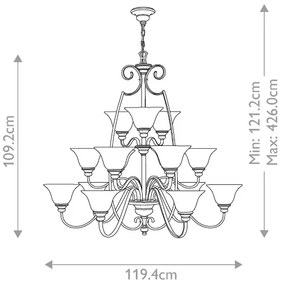 Hinkley HK-CELLO15 - Lustr na řetězu CELLO 15xE27/60W/230V