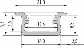 Led-Labs LED profil LUMINES typ B stříbrný elox 1m