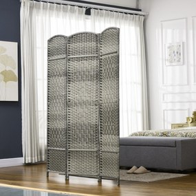 HOMCOM 3-panelový skládací paravan 135x180 cm - dělící obrazovka pro soukromí z polypropylenu do kanceláře nebo ložnice - šedá kombinace