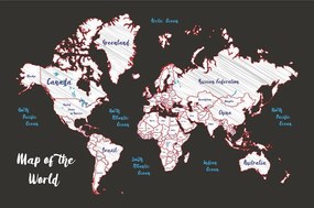 Tapeta jedinečná mapa světa - 225x150 cm