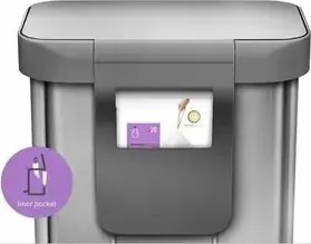 Simplehuman Pedálový odpadkový koš  – 55 l / matná ocel / FPP / kapsa