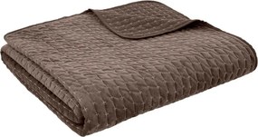 Tmavě hnědý sametový prošívaný přehoz 240x260 cm Attica Velvet – Bianca