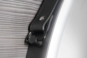 Sapho Sapho, ORBITER LED podsvícené kulaté zrcadlo s koženým popruhem, o 60cm, černá mat