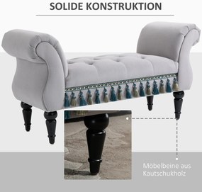 HOMCOM lavice elegantní čalouněná lavice postel taburet dřevěná lavice z polyesterové pěny šedá 117x40x58cm do obývacího pokoje a ložnice | Aosom.de
