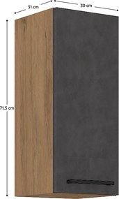 Horní skříňka, šedá matná / dub lancelot, VEGA 30 G-72 1F