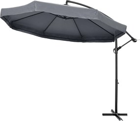 Konzolový slunečník Outsunny 295x295cm s ruční klikou a moskytiérou, otočný o 360°, pro 8 osob, zahradní slunečník z oceli a polyesteru | Aosom.de