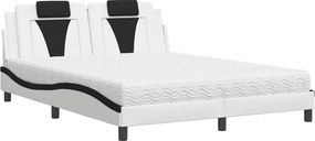Postel Viana s matrací bílá a černá 160 x 200 cm umělá kůže 3208809