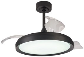 Mantra Mistral, rozvinovací ventilátor se svítidlem a dálk. ovladačem, LED 50W 3000-6500K, černá, průměr 51/106cm