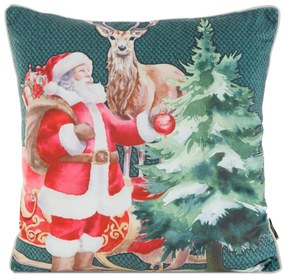 VÁNOČNÍ DEKORAČNÍ POVLAK NA POLŠTÁŘ SANTA6 45X45 CM VZOROVANÁ