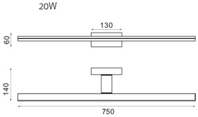 Mantra 6762 Morne, nástěnné svítidlo nad zrcadlo, chrom, LED 20W 1800lm 4000K, šířka 75cm, IP44