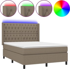 Box spring postel s matrací a LED taupe 140x200 cm textil 3138561