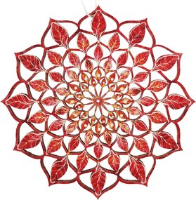 AMADEA Dřevěná dekorace mandala červená 9 cm