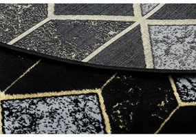 Dywany Luszczow Kusový koberec, kulatý GLOSS  400B 86, 3D geometrický černý / zlato Rozměr koberce: 120 cm KRUH