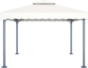 Altán se světelnými LED řetězy 400 x 300 cm krémový hliník 3070351