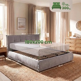 Postel Mirka 180x200 cm látka – šedá