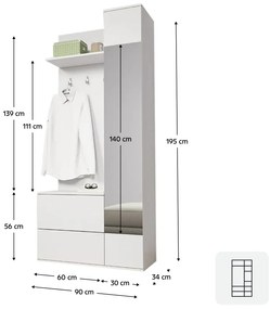 Kondela Předsíňová sestava, bílá, GADIS