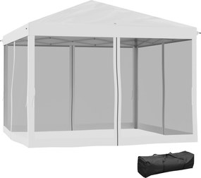 Pavilion Outsunny cca 3x3m, voděodolný stabilní zimní skládací pavilion s UV ochranou, skládací párty stan s 4 bočními panely, taška na zahradní pavil