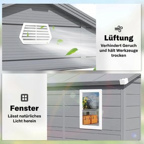 Outsunny kůlna na nářadí 4,1 m³, zahradní kůlna s jednoplášťovou střechou, 240 x 190 x 180/228 cm, kůlna na nářadí s uzamykatelnými dveřmi, okno, gar…