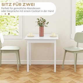 HOMCOM jídelní stůl kuchyňský stůl čtvercový pro 2 osoby ze dřeva, 75 x 75 x 76 cm, ideální do kuchyně a jídelny, bílý | Aosom.de
