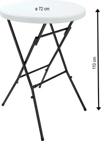 Cateringový skládací barový stůl STABLE 72 cm bílý