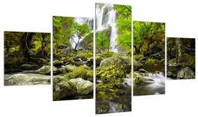 Obraz lesní krajiny s potokem (125x70 cm)