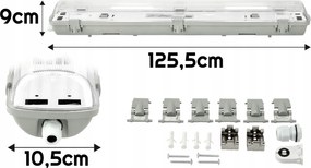 LED hermetické svítidlo 120 cm, 36 W, 3600 lm, 6000 K, do garáže, s plechem