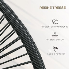 Outsunny zahradní lavička pro 2 osoby ve stylu ocel a umělý ratan s 2 polstry - rozměry 132D x 72Š x 83V cm - černá