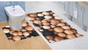 Bellatex Koupelnová předložka Dřevěné koule 3D, 60 x 100 + 60 x 50 cm