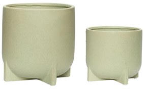 Hübsch Keramický obal na květináč Green Ceramics Větší, zelená barva, keramika