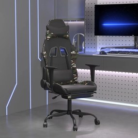 Herní židle s podnožkou černá a maskáčová umělá kůže 3143664