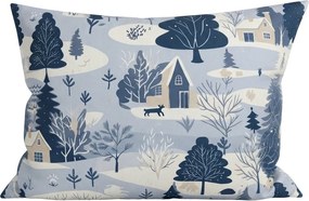 Flanelový povlak na polštář SNOWY VALLEY 50x70 cm, modrý