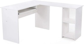 SONGMICS Rohový PC stůl bílý 140x120 cm