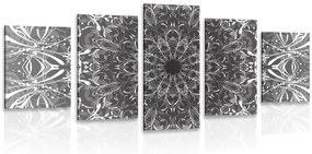 5-dílný obraz černobílá rozeta - 200x100 cm