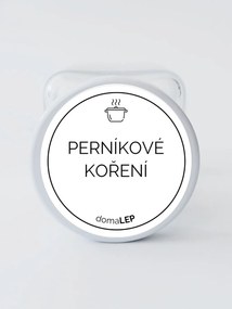 Samolepka na kořenky PERNÍKOVÉ KOŘENÍ bílá 5 cm základní písmo