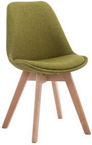 Židle Borne V2 látka, dřevené nohy natura - Zelená