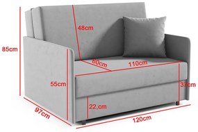 Eka Pohovka AMERYKANKA 170, 125 cm Barva látky: KRONOS 09 (Tmavá modrá)