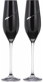 Diamante sklenice na šampaňské Silhouette City Black s kamínky Swarovski 210ml 2KS