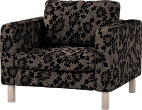 Potah na křeslo IKEA Karlstad, krátký barva hnědá látka pletený vzor, vzorované